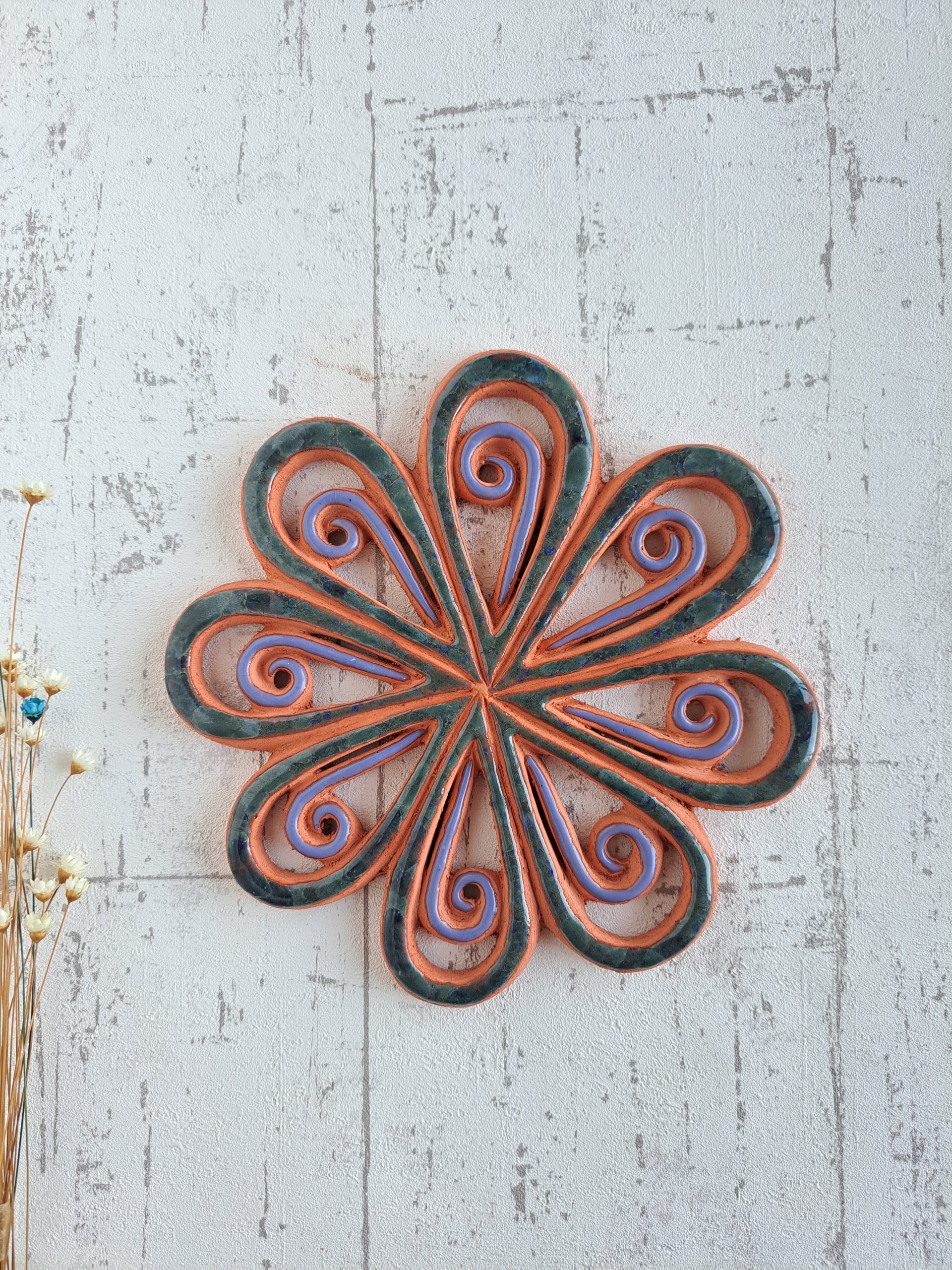 Mandala flor azul (Cód: md82) - Tatiana Lucas Cerâmica
